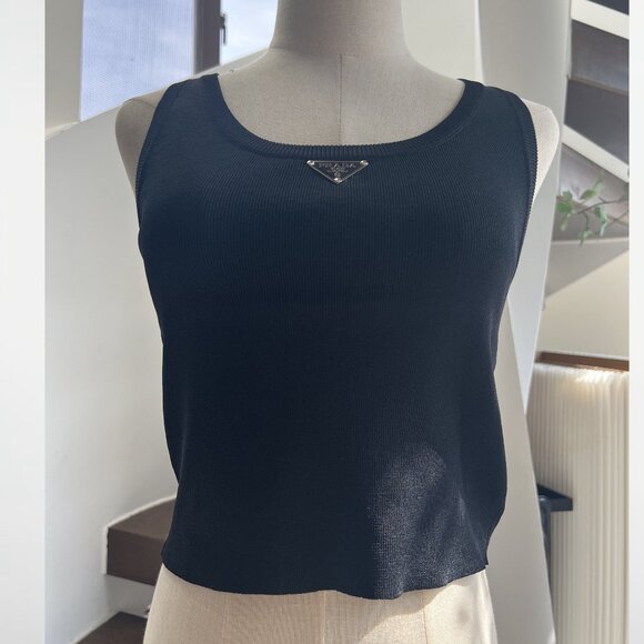 Prada | Tops | Prada Black Ribbed Tank Top | Poshmark